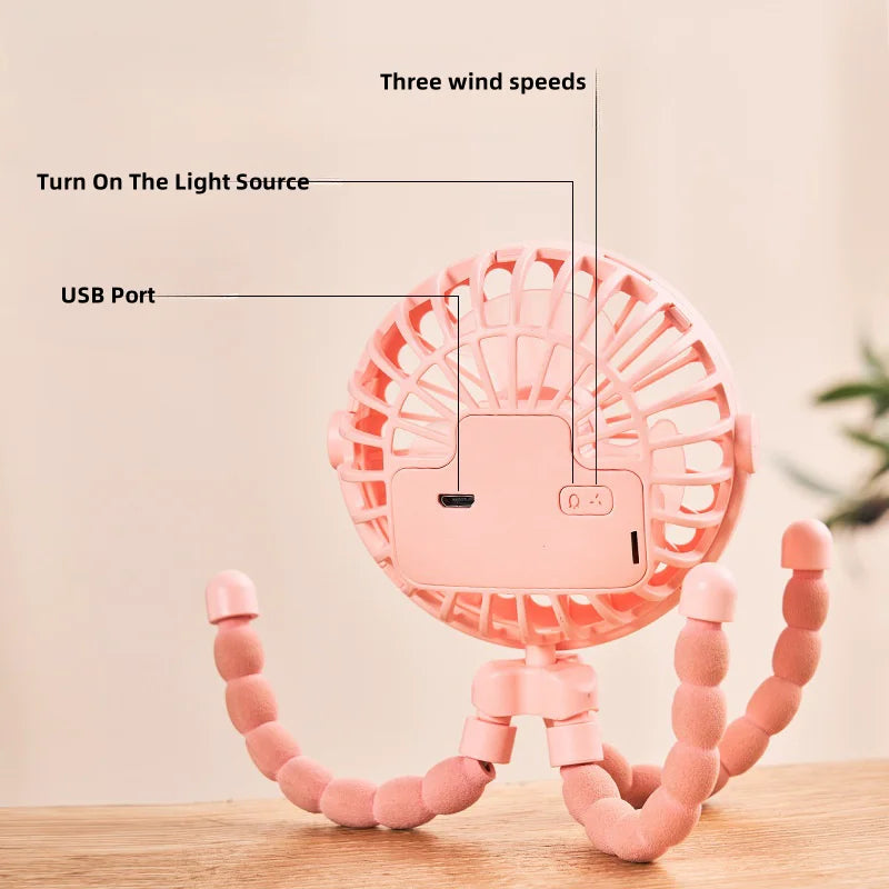 Multi-Functional Octopus Mini Fan – USB Rechargeable Flexible Tripod S ...